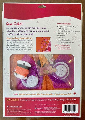 AMERICAN GIRL Crafts Sew & Stuff Kit Create 2 Owls- 1 For You & 1 For ...