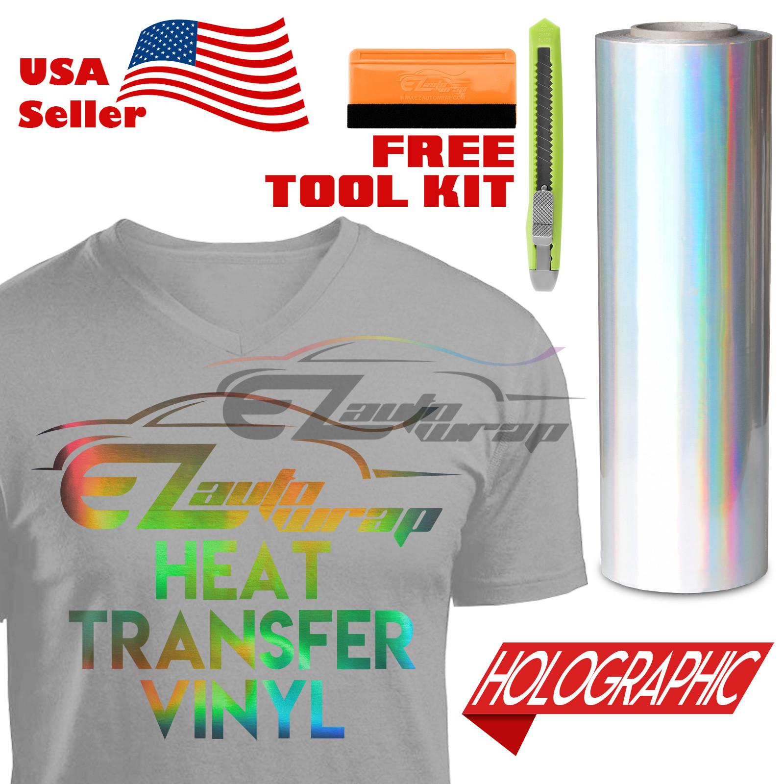 Holographic Silver Heat Transfer Vinyl Rainbow HTV TShirt 20" Iron On ...