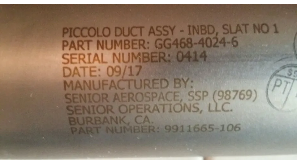 Tube Piccolo Duct Assy By Senior Aerospace Gg468 4024 6, Part Number ...