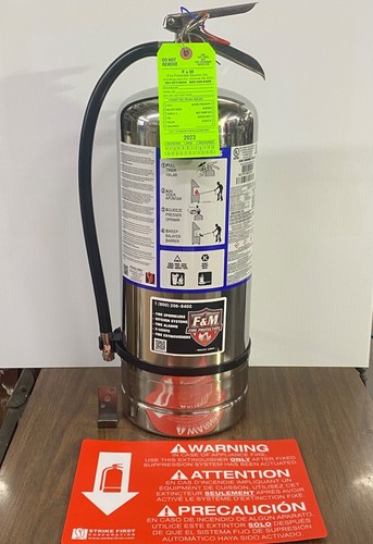 NEW 6 LITER K-CLASS FIRE EXTINGUISHER W/ SIGNS, WALL HOOK, + 2024 INSP ...