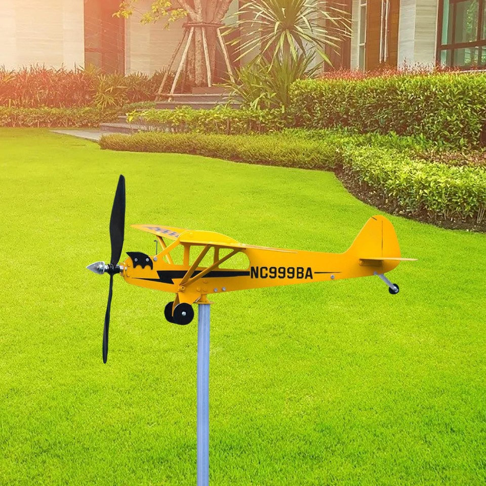 3D Wind Spinner Plane Metal Airplane Weather Vane Outdoor Roof Wind ...