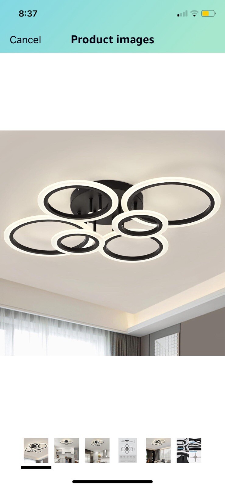 Modern Acrylic LED Ceiling Light 6 Ring Circle Flush Mount Ceiling Lamp ...