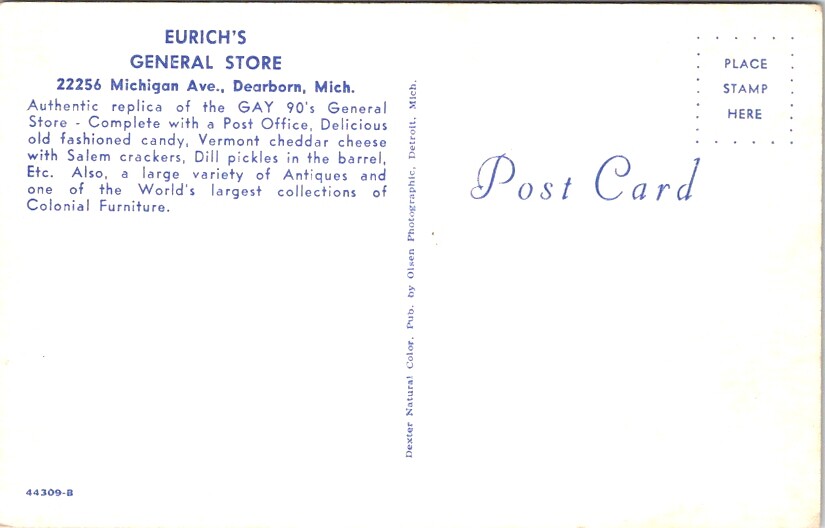 Vintage Postcard Eurich's General Store Dearborn Michigan MI R554 | eBay