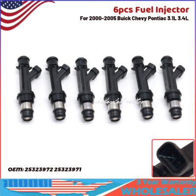 6x Fuel Injectors 25323972 25323971 For Buick Chevy Pontiac 3.1L 3.4L ...