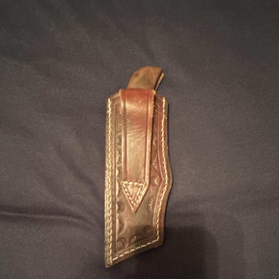 Schrade Cut Co Vintage Damascus Hunting Knife Wood Handle Clip Point w ...