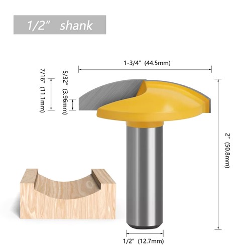 1Pc Horizontal Crown Router Bits Bowl Diameter 1-3/4'' Woodwork Tool ...
