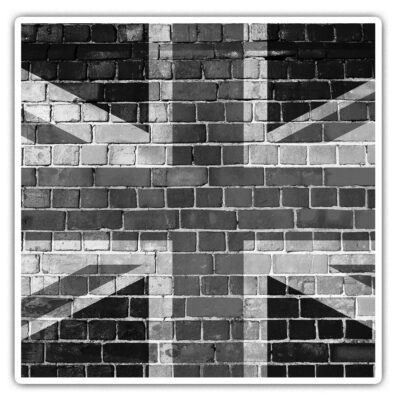 2 x Square Stickers 10 cm - Union Jack Brick Wall United Kingdom #40992 ...