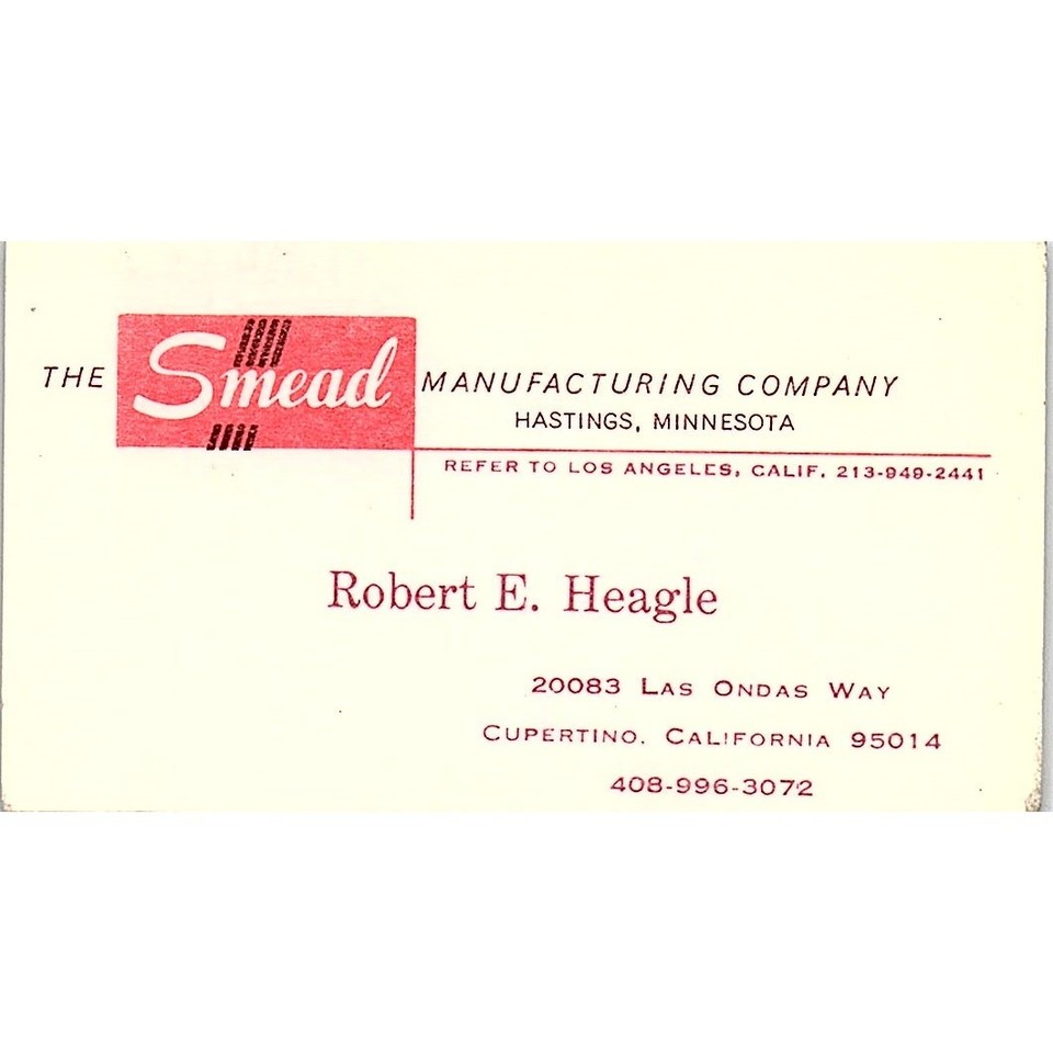 The Smead Manufacturing Company Robert Heagle Hastings MN Vintage Card ...