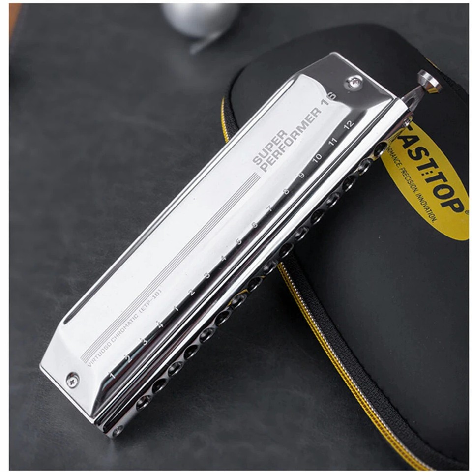 EASTTOP New Chromatic Titanium Comb Harmonica 16hole Professional Mouth ...