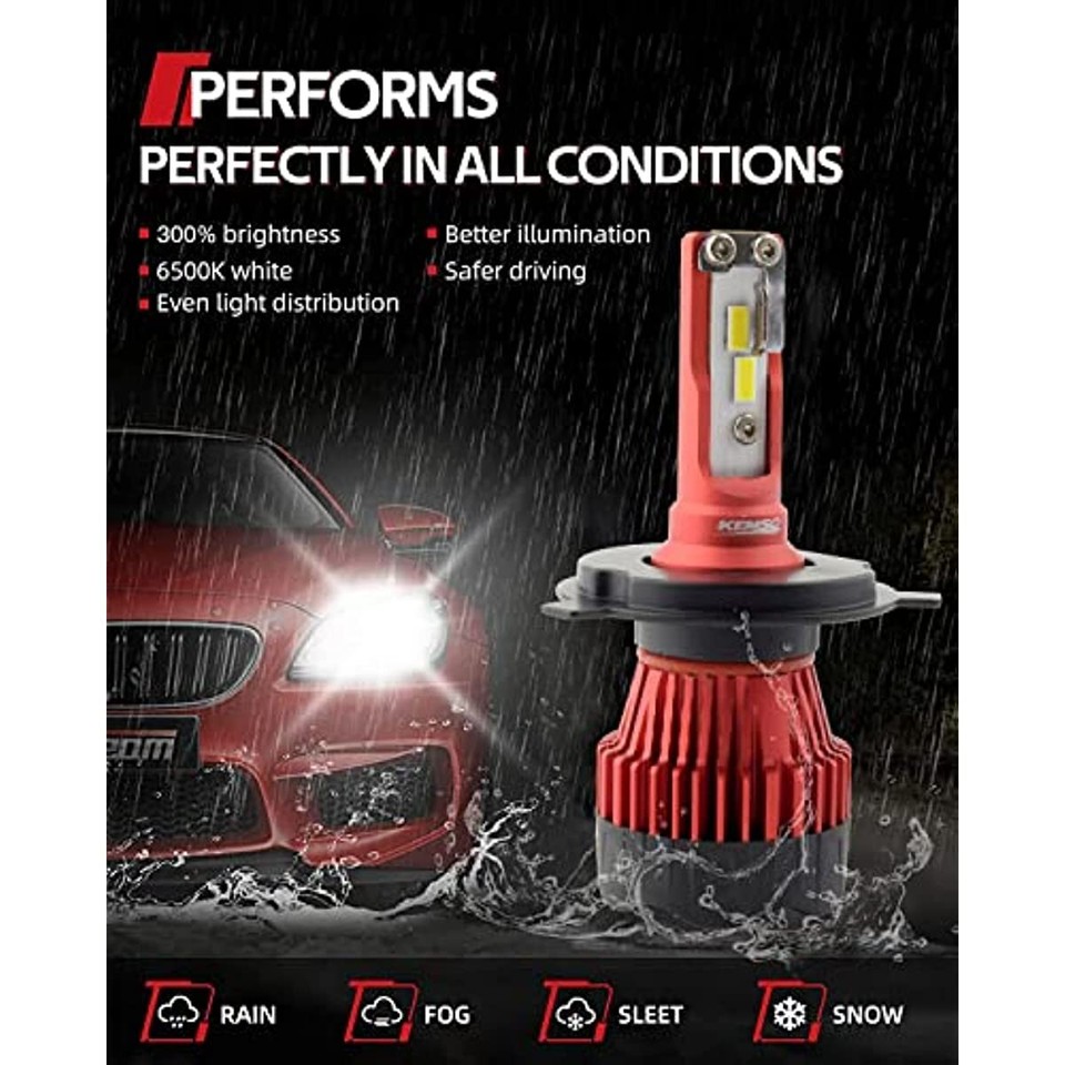 H4/9003/HB2 Headlight Bulb 16000 Lumens Super Bright LED Headlights ...