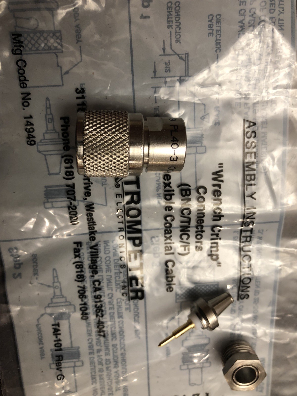 Trompeter TEI 14949 PL40-3 RF COAXIAL connectors | eBay