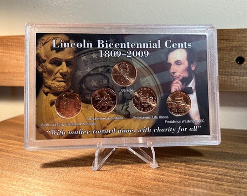 Lincoln Bicentennial Cents - 2009 Lincoln Penny Set In Holder w/ Stand ...
