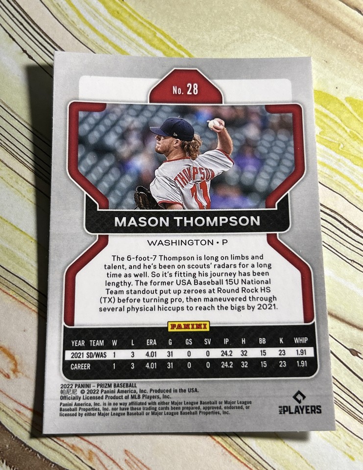 2022 Panini Prizm Mason Thompson RC #28 Washington Nationals | eBay