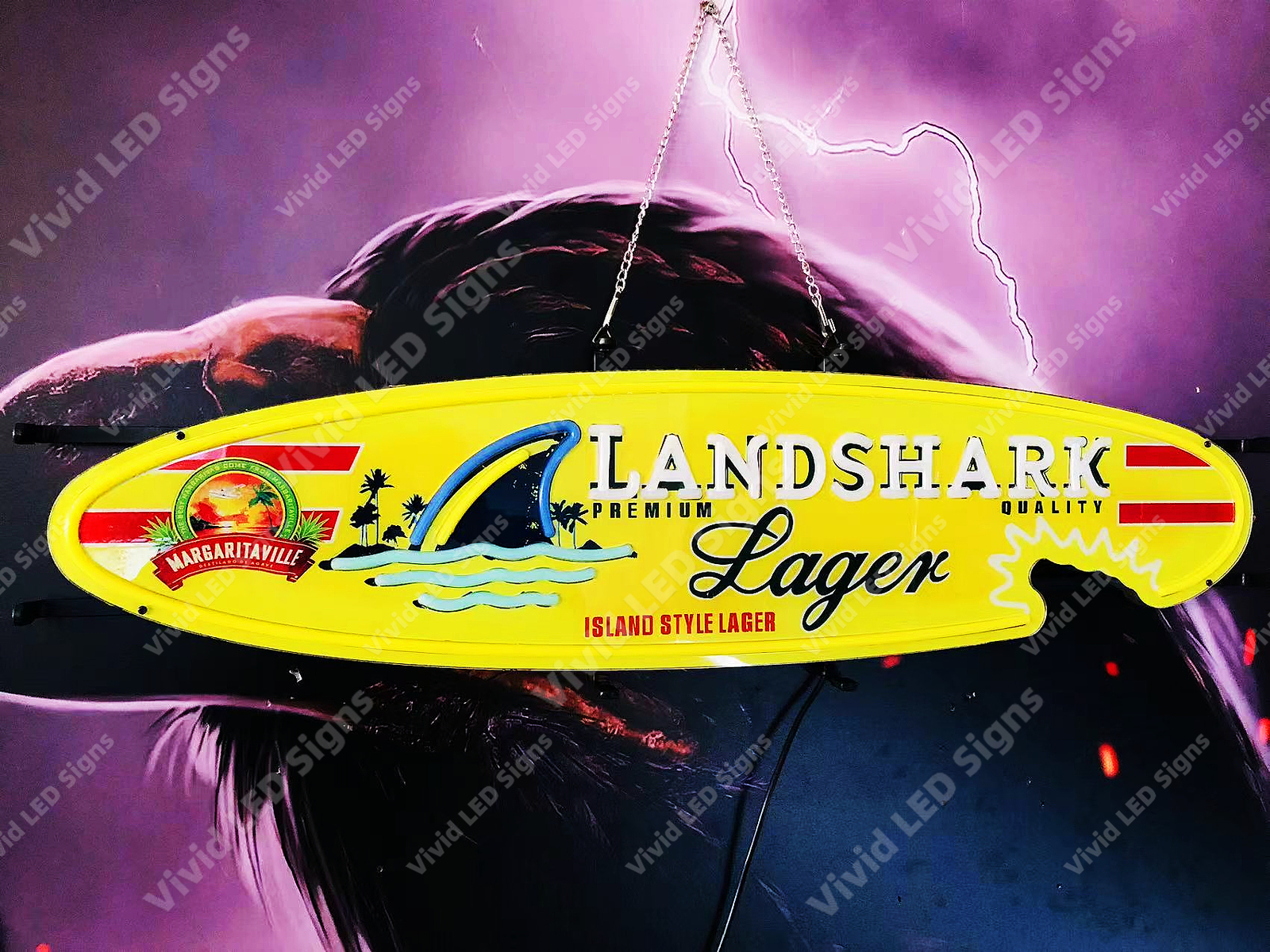 Landshark Lager Beer Palm Tree Vivid LED Neon Lamp Sign Light With ...