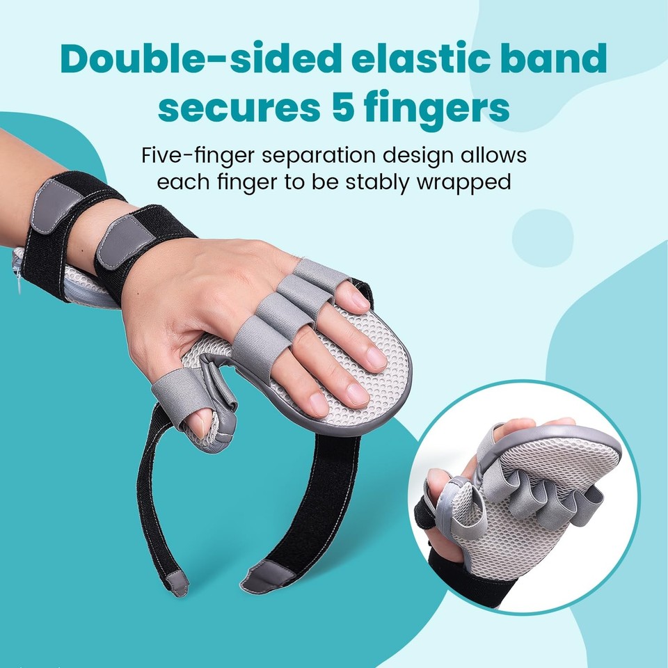 Stroke Hand Brace Splint for Straightening Fingers with 5 Fingers ...