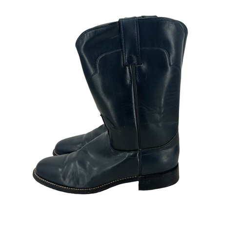 Tony Lama Women Sz 7.5 Western Boots Dark Blue Leather Ropers Botas ...