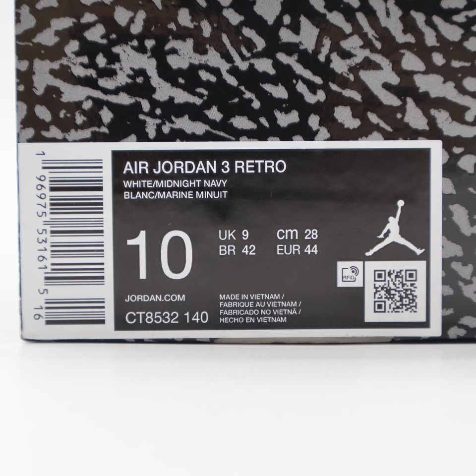 CT8532-140 Nike Air Jordan 3 Retro Midnight Navy (Men's) | eBay