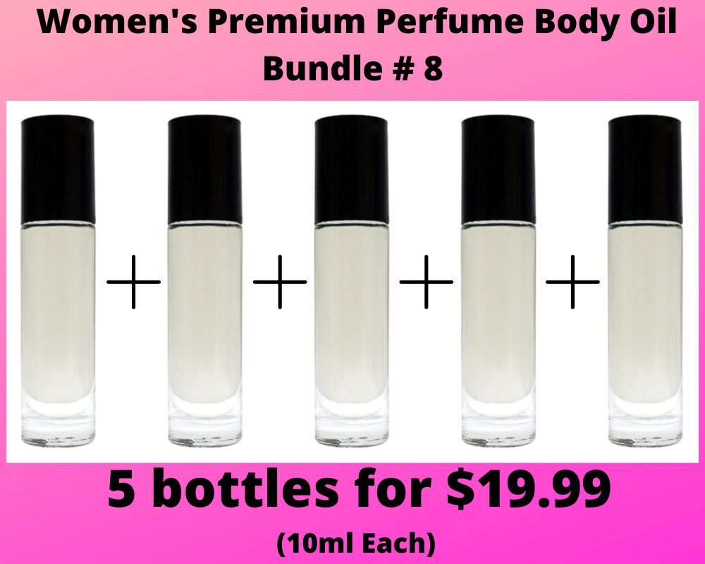 5 Pack - Women's Body Fragrance Perfume Body Oil Premium 10ml Roll-On ...