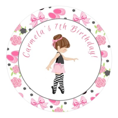 12 Personalized Ballerina Party Stickers favors labels birthday ballet ...