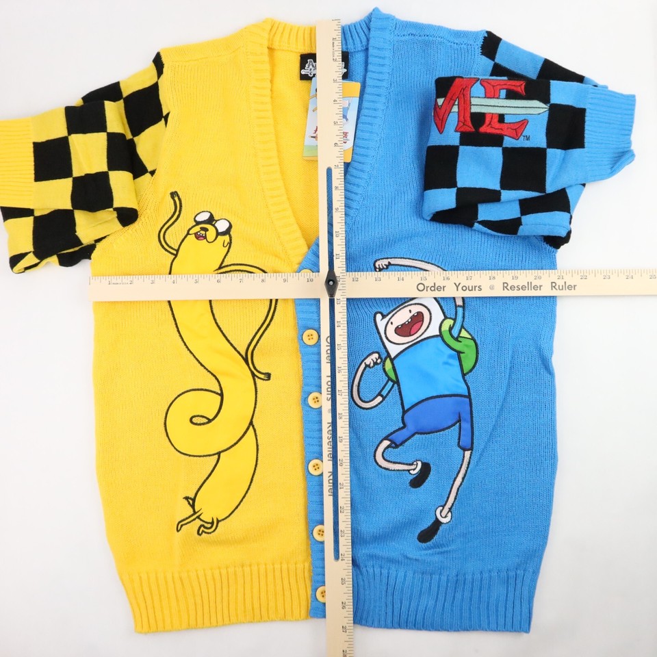 Adventure Time Cardigan Sweater Adult Small Finn Jake Embroidered ...