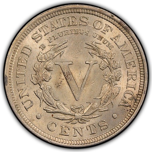 1900 LIBERTY "V" NICKEL PCGS MS 63 "MINOR VARIETY" RPD CRISPLY STRUCK ...