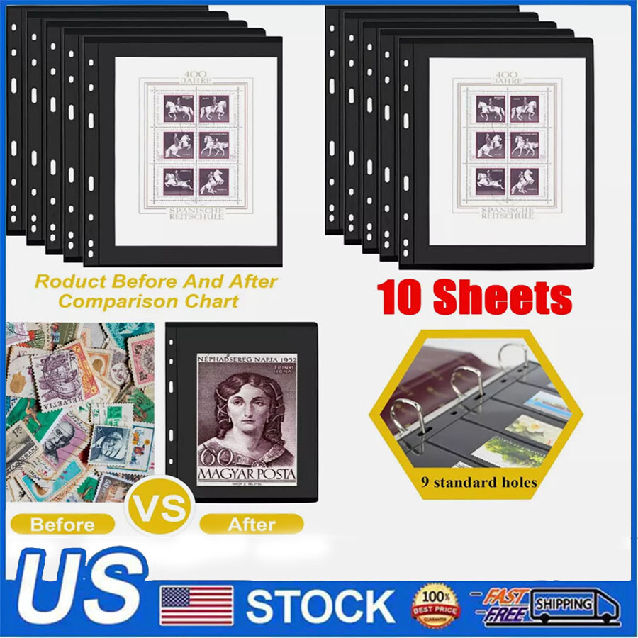 10 Sheets Stamp Pages for Album Stamp Binder, Stamp Collecting Supplies ...