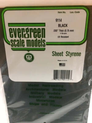 Evergreen Scale Models 9114 Black Styrene Sheets, .03x8x21" (4 Pack) | eBay