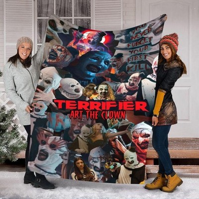 Terrifier Art the Clown Blanket, Halloween Horror Fleece Mink Sherpa ...