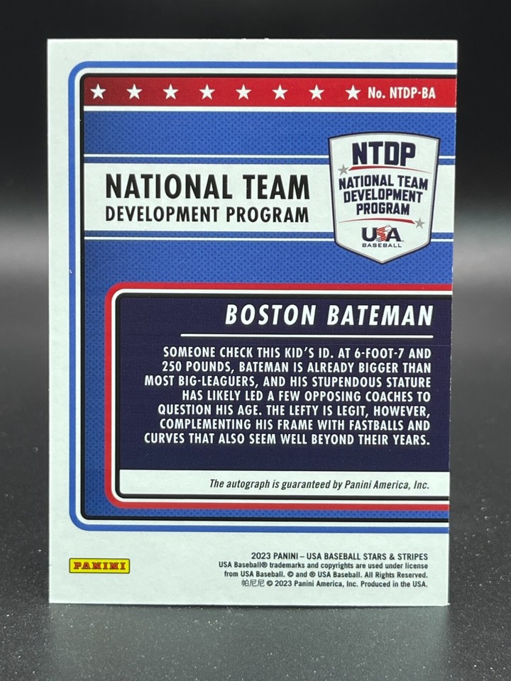 2023 USA Stars & Stripes BOSTON BATEMAN Auto BLUE FOIL AUTOGRAPH Free ...