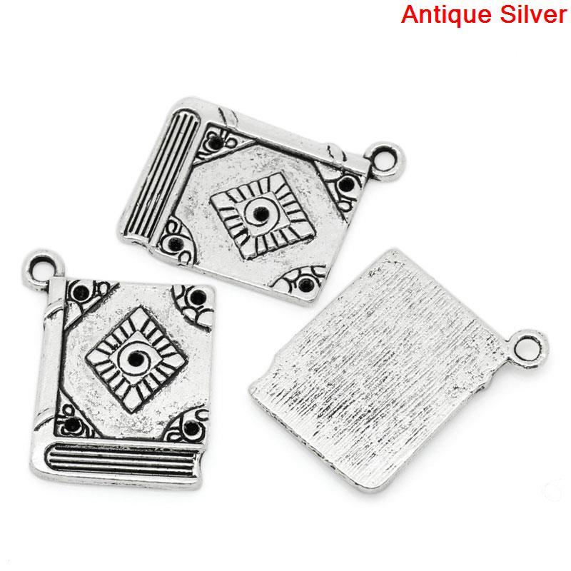 Book Charms - 26mm Antiqued Silver Plated Pendants C9524 - 5, 10, 20PCs ...