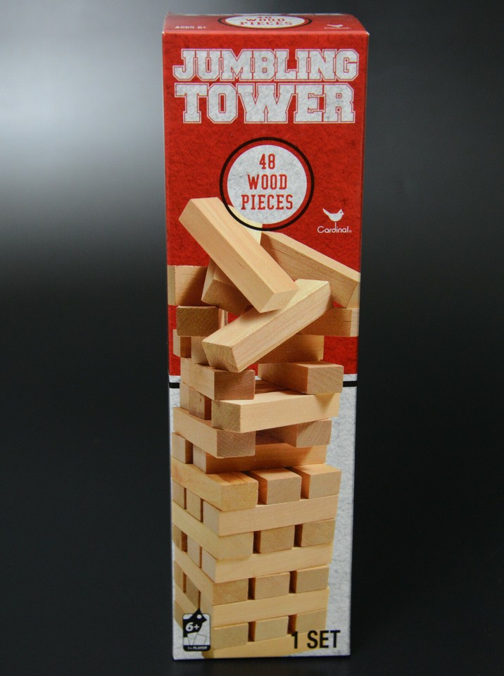 JUMBLING WOOD TOWER CLASSIC PARTY FAMILY FUN GAME 48 WOOD BLOCK PIECES ...