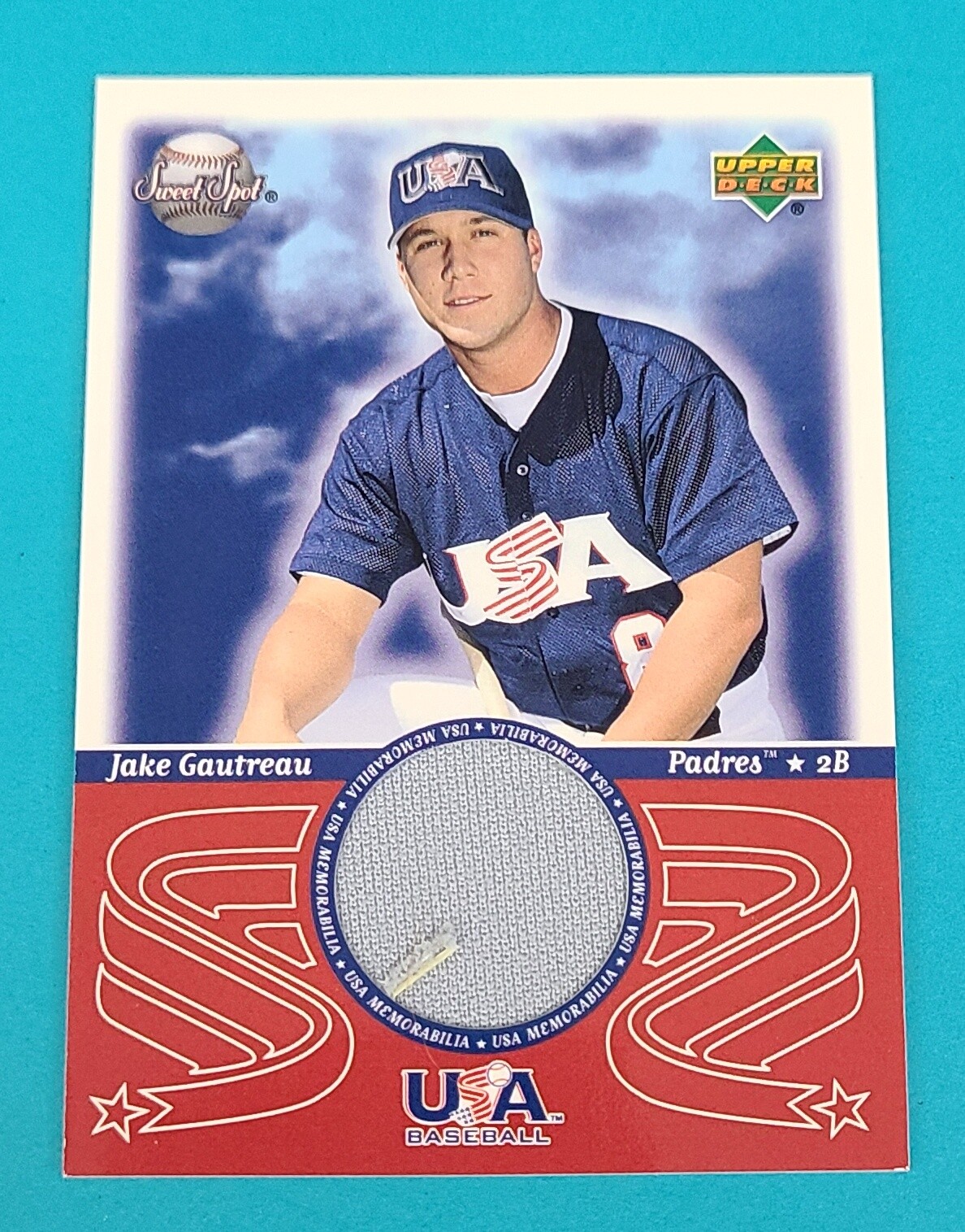 2002 Upper Deck Sweet Spot USA Jersey Patch #USA-JG Jake Gautreau Card ...