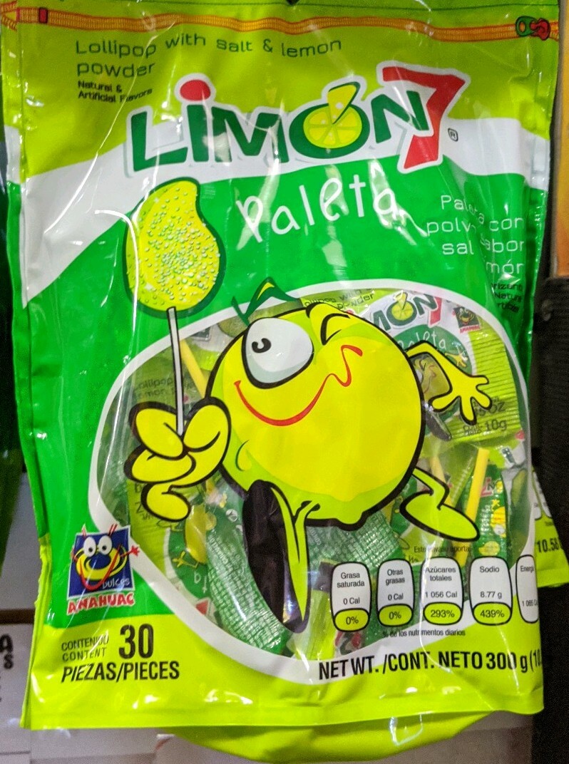 Limon 7 Paleta Paletas Lollipops 30 Pcs Salt and Lemon Coated Mexican ...