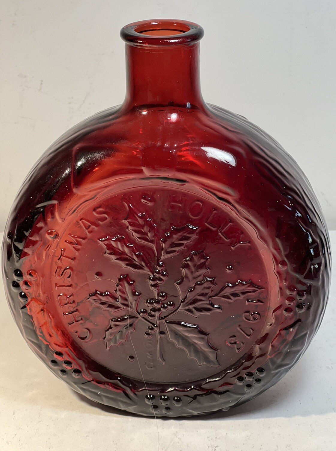 Vintage Wheaton 1973 Christmas Holly Ruby Red Glass Decanter Bottle | eBay