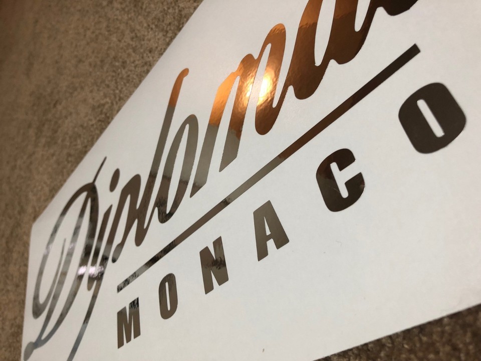 Monaco Diplomat CHROME Vinyl Decal LARGE L@@K Sticker RV Camping ...