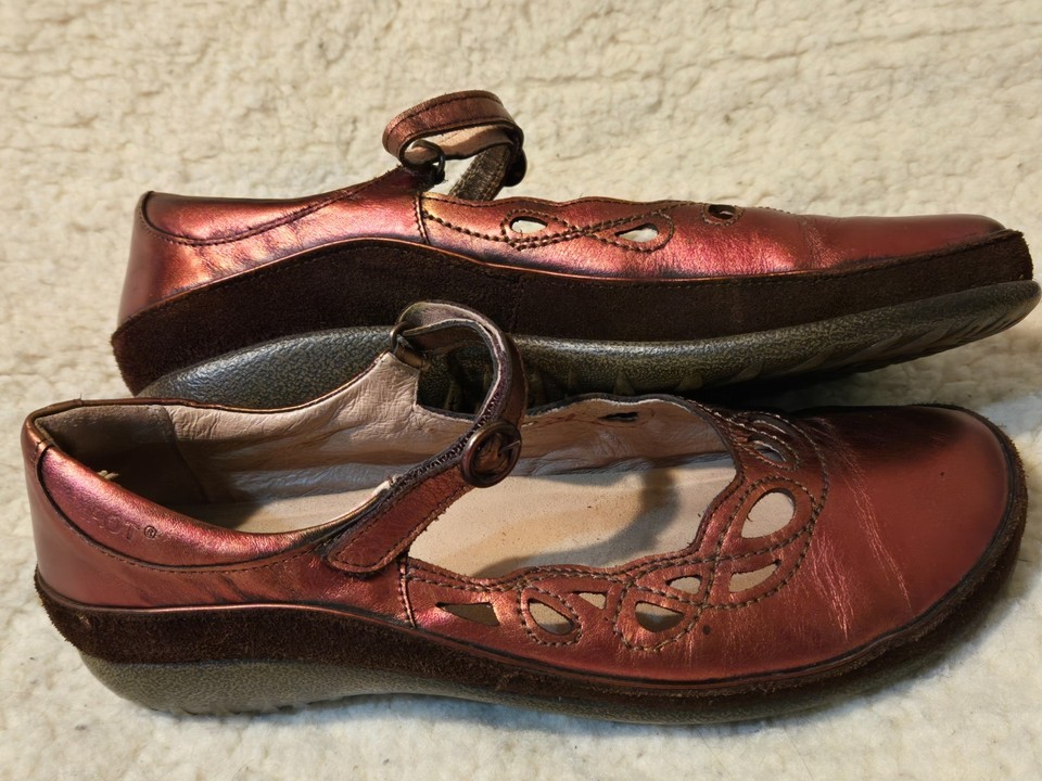 Naot Rahina Mary Jane Shoes Red Metallic Leather Cutout Comfort Size 42 ...