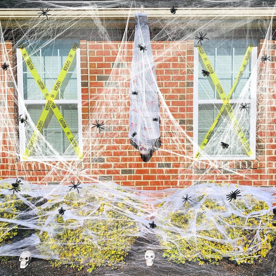 Halloween Spider Webs - 200 Sqft Cobwebs & 10 Fake Spiders, | eBay