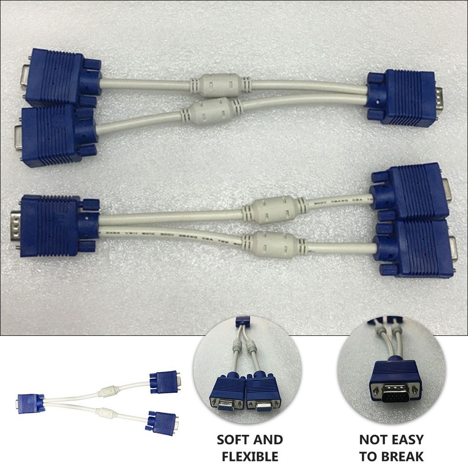 2 PCS Monitor Splitter Cables for Dual Monitors Connector Desktop ...