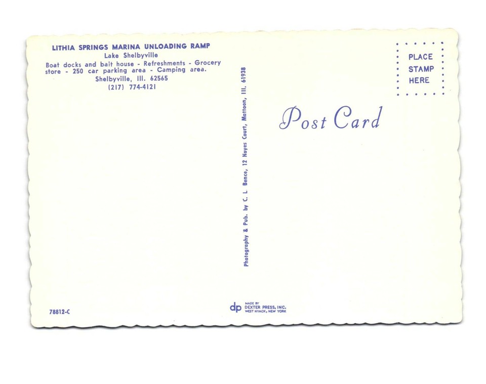 Lithia Springs Marina unloading Ramp Lake Shelbyville IL VG postcard ...