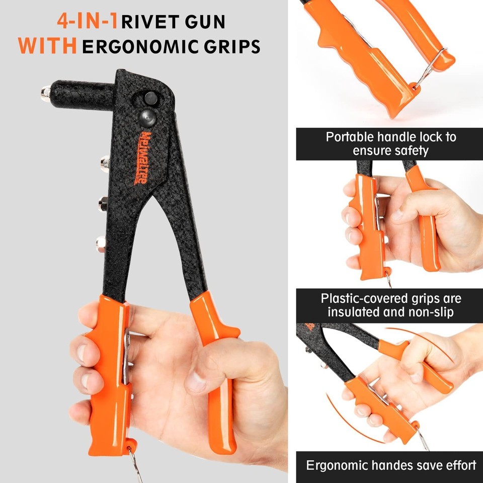 Heavy Hand Riveter Rivet Gun Professional Pop Rivet Gun Kit with 200pcs ...