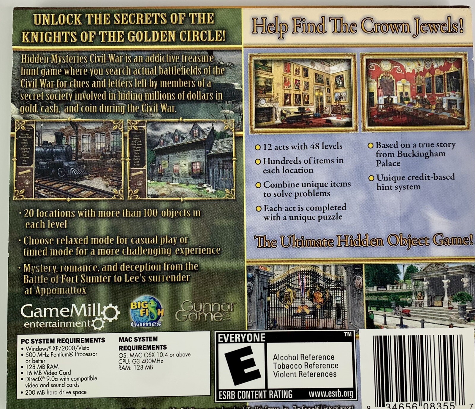 Hidden Mysteries PC MAC CD-ROM Civil War and Buckingham Palace Secrets ...