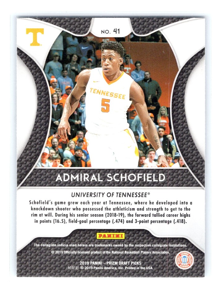 2019 Prizm Draft Picks Basketball #41 Admiral Schofield RC Tennessee ...