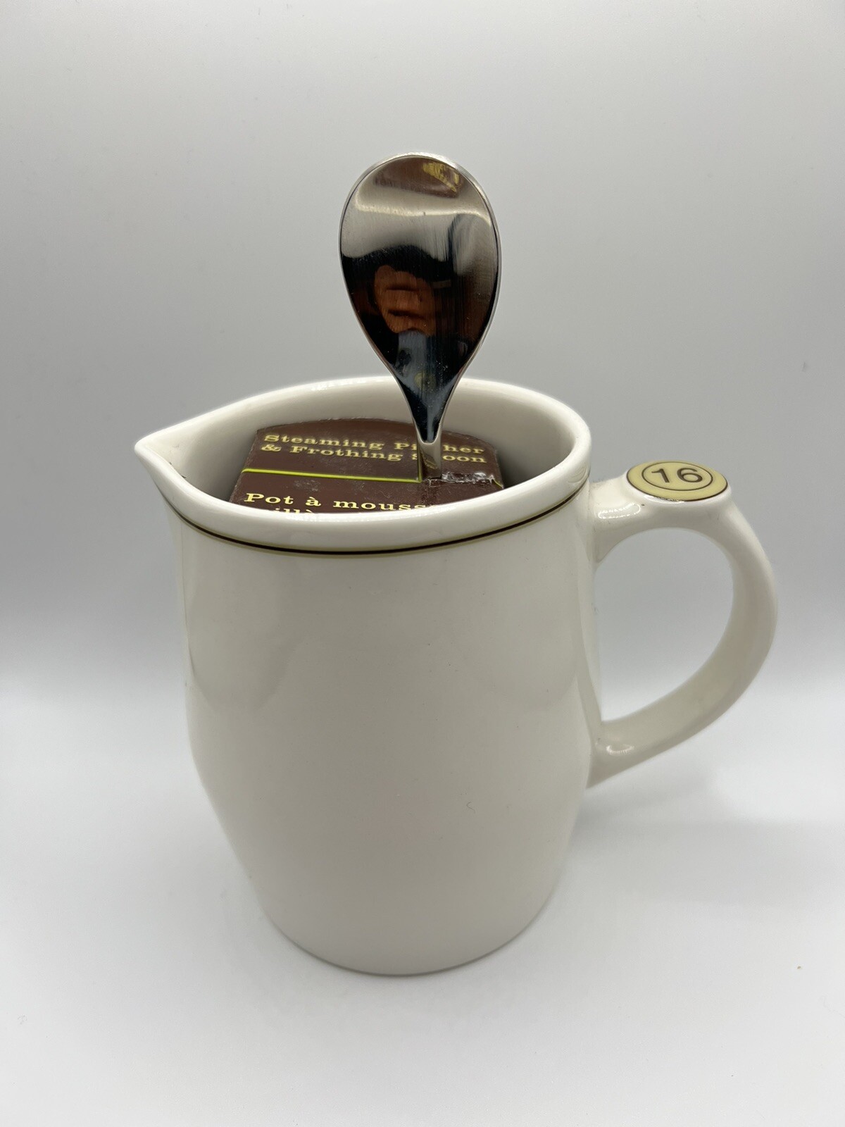 Starbucks 2008 16 oz Steaming Pitcher And Frothing Spoon NWT | eBay
