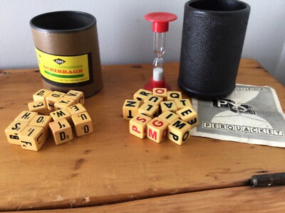 1956 Perquackery Game Bakelite Dice, Timer & 1963 Scribbage game ...