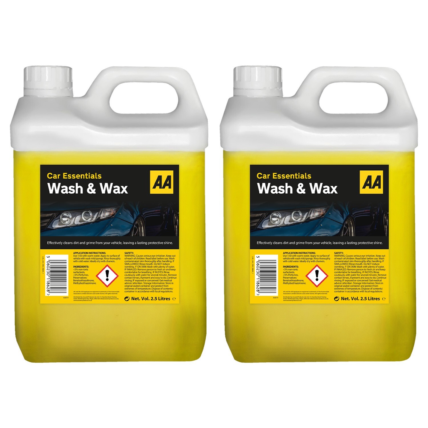 Wash and Wax Car Shampoo 2 x 2.5 Litre, Yellow, AA Car Essentials | eBay