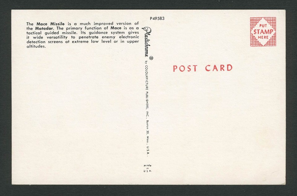 1950s Scarce Chrome Postcard US Air Force Mobile Launch MARTIN MACE ...