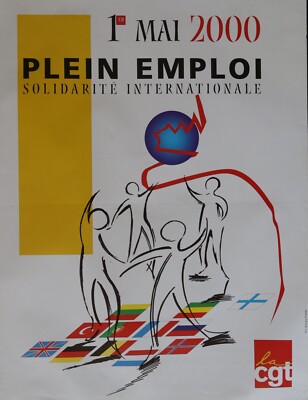 Affiche CGT 1er mai 2000 Plein emploi 60x80cm poster 1295 | eBay