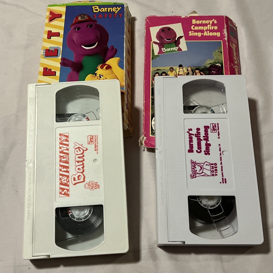 Barney VHS: Barneys Campfire Sing Along 1990 Barney Safety Lot Of 2 ...