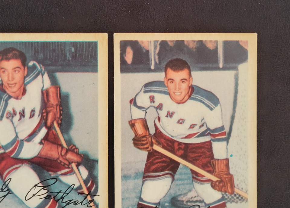 1953-54 PARKHURST 2 ROOKIE CARDS LOT BATHGATE #56 HOWELL #57 RANGERS ...