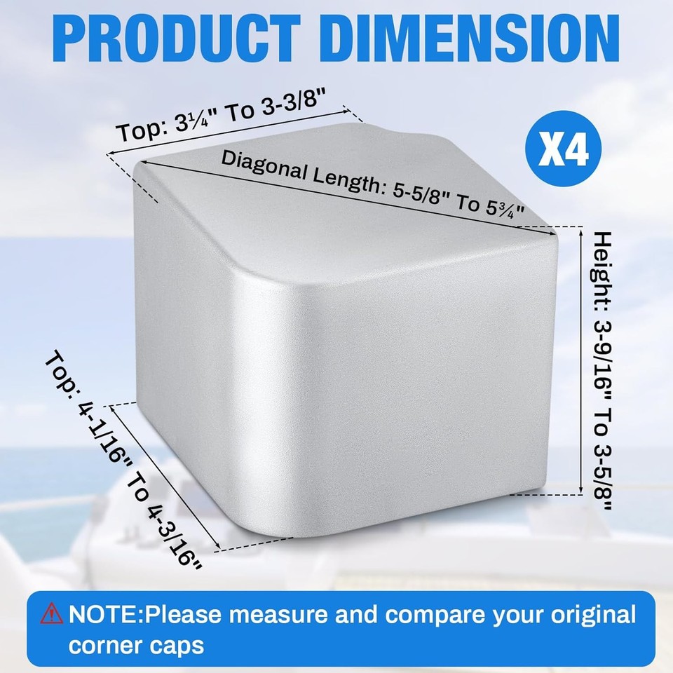 Pontoon Boat Aluminum Deck Corner Caps Hardware silver gray | eBay